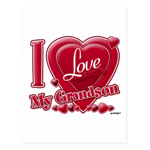 I Love My Grandson red - heart Postcard | Zazzle