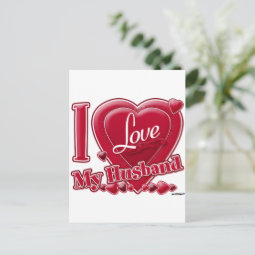 I Love My Husband red - heart Postcard | Zazzle