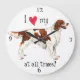 I Love my Irish Red & White Setter Large Clock | Zazzle