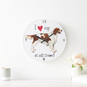 I Love my Irish Red & White Setter Large Clock | Zazzle