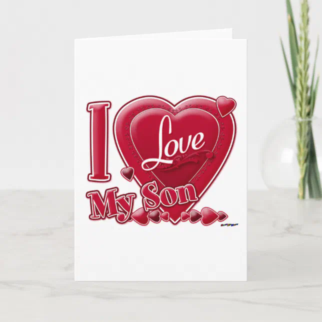 I Love My Son red - heart Holiday Card | Zazzle