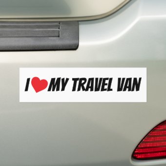 I Love My Travel Van Love Heart Bumper Sticker | Zazzle