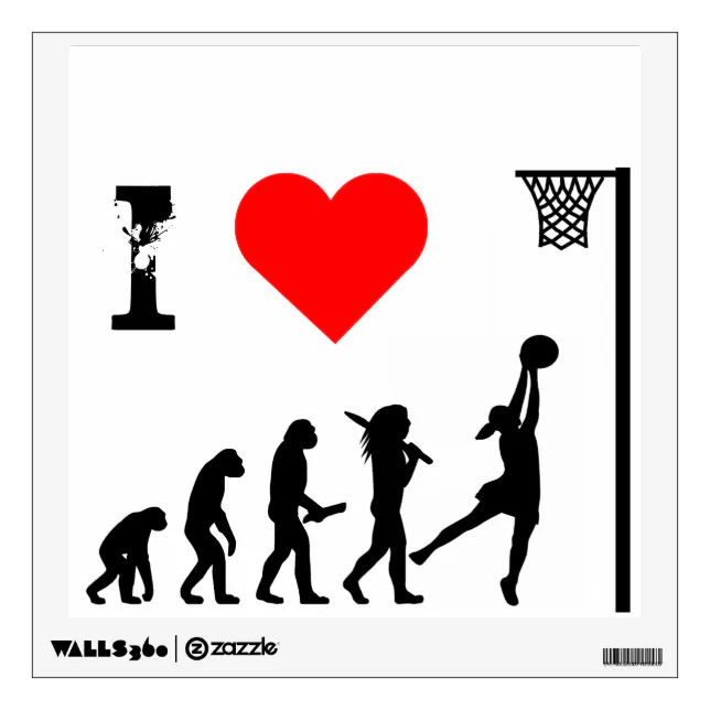 I Love Netball Evolution Theme Design Wall Decal | Zazzle