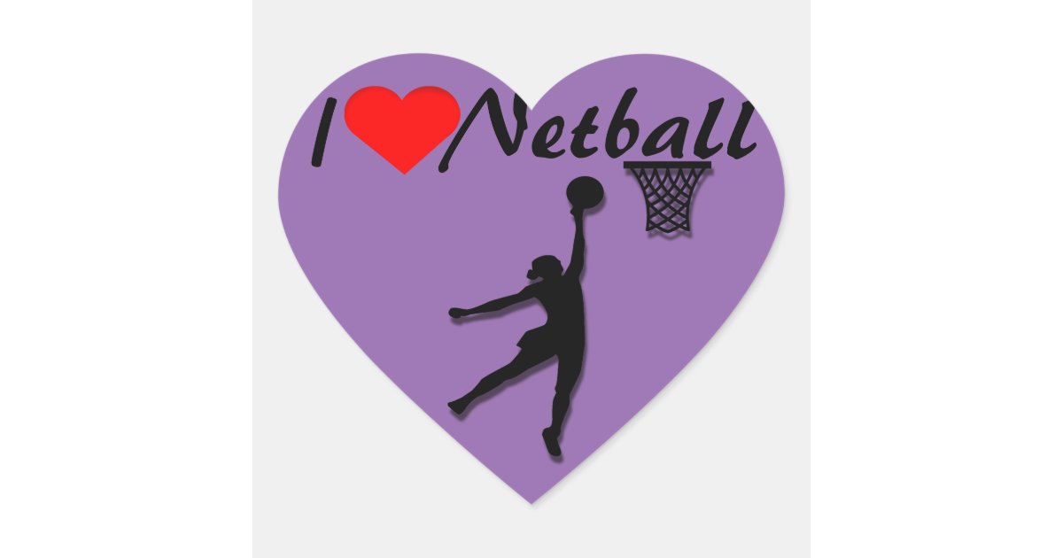 I Love Netball Picture Heart Sticker | Zazzle
