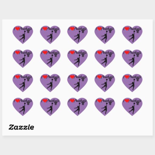 I Love Netball Picture Heart Sticker | Zazzle