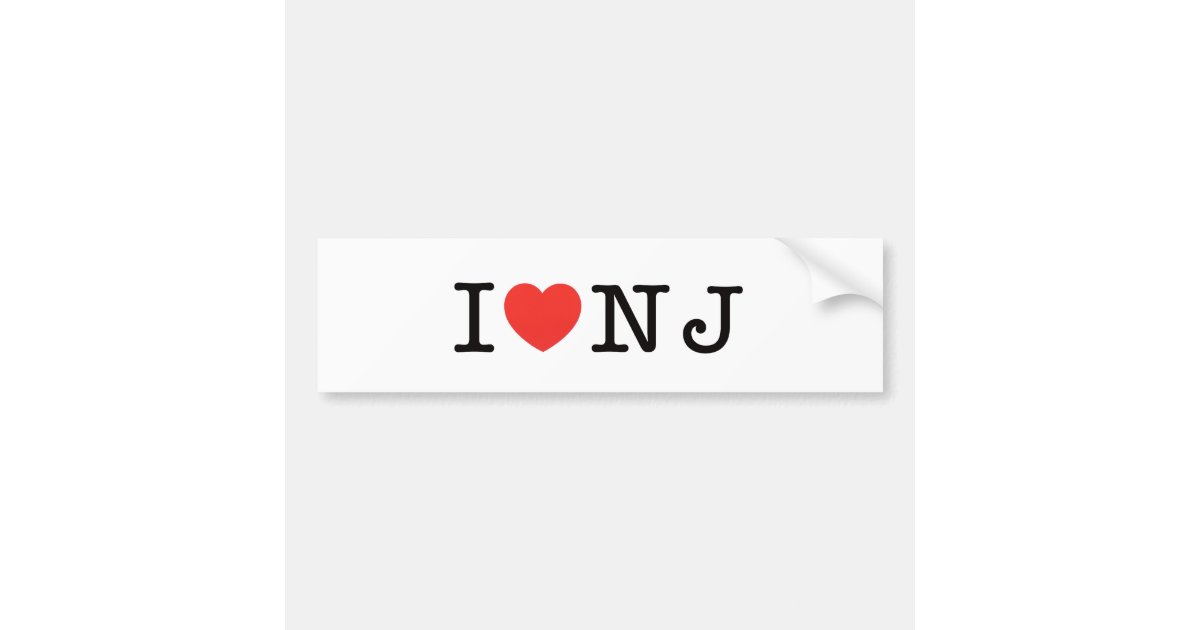 I LOVE New Jersey Bumper Sticker | Zazzle