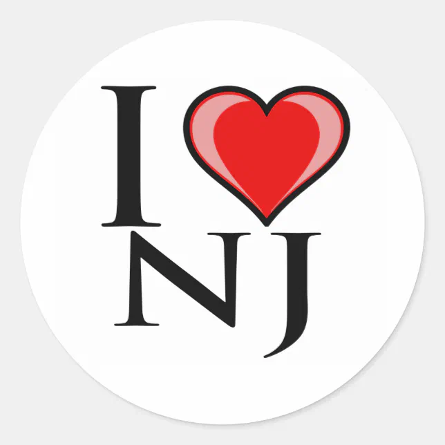 I Love NJ - New Jersey Classic Round Sticker | Zazzle