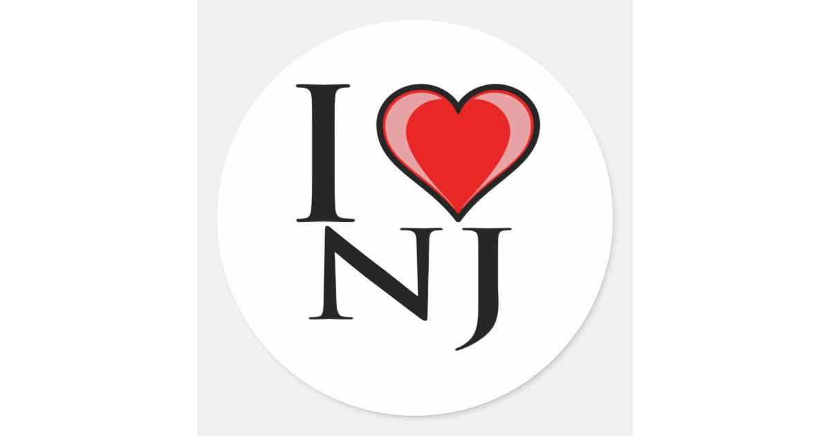 I Love NJ - New Jersey Classic Round Sticker | Zazzle