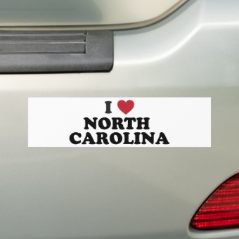I Love North Carolina Bumper Sticker | Zazzle