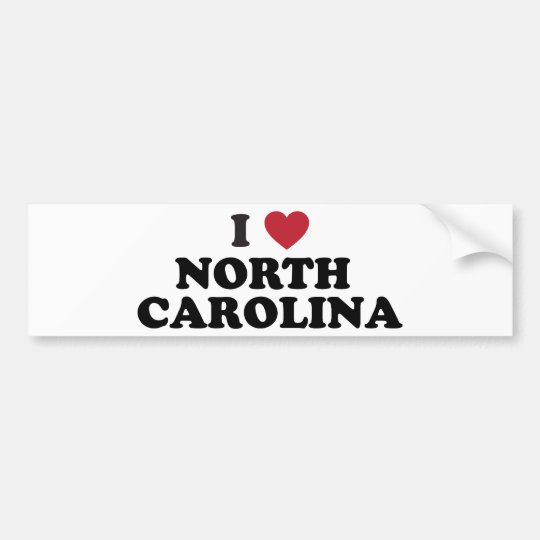 I Love North Carolina Bumper Sticker | Zazzle.com