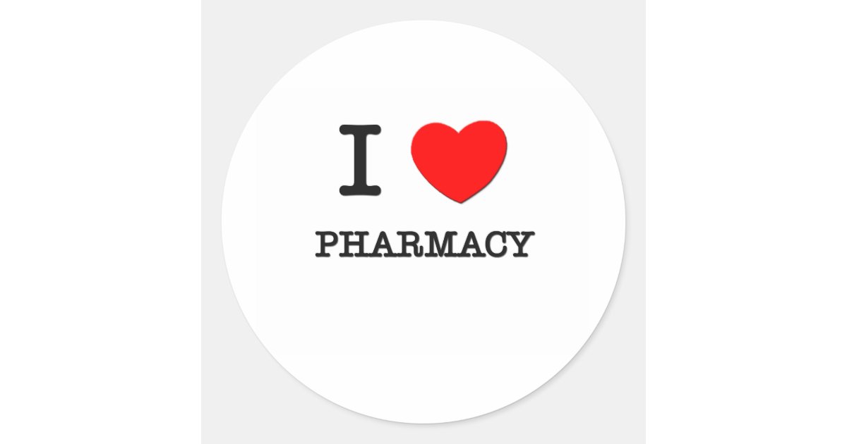 I Love Pharmacy Classic Round Sticker | Zazzle