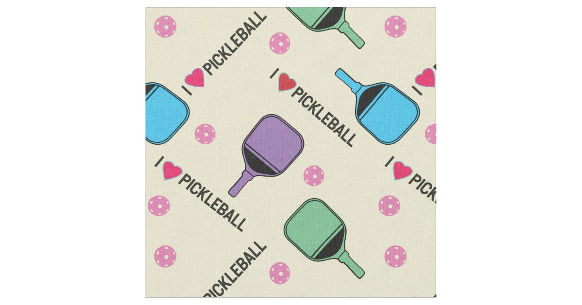 I love pickleball pastel yellow fabric | Zazzle