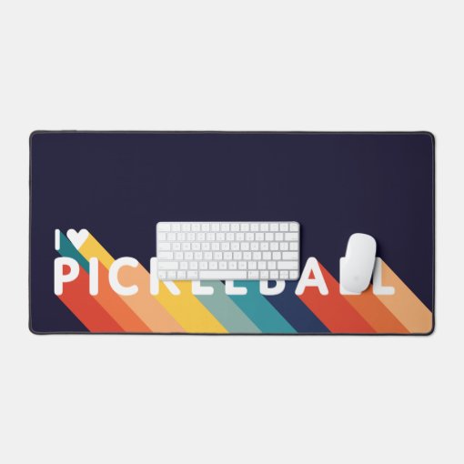 I Love Pickleball Rainbow Retro Desk Mat | Zazzle