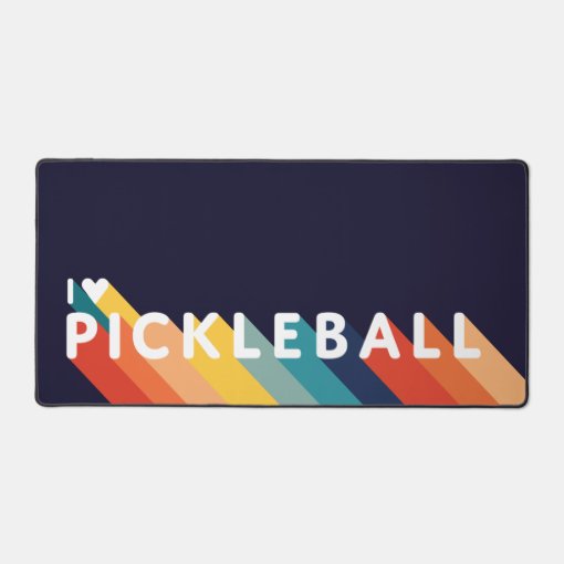 I Love Pickleball Rainbow Retro Desk Mat | Zazzle