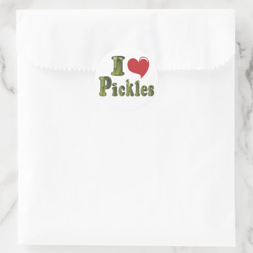 I Love Pickles Classic Round Sticker | Zazzle
