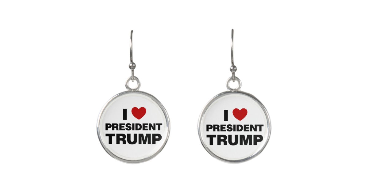 I Love President Trump Heart Earrings | Zazzle