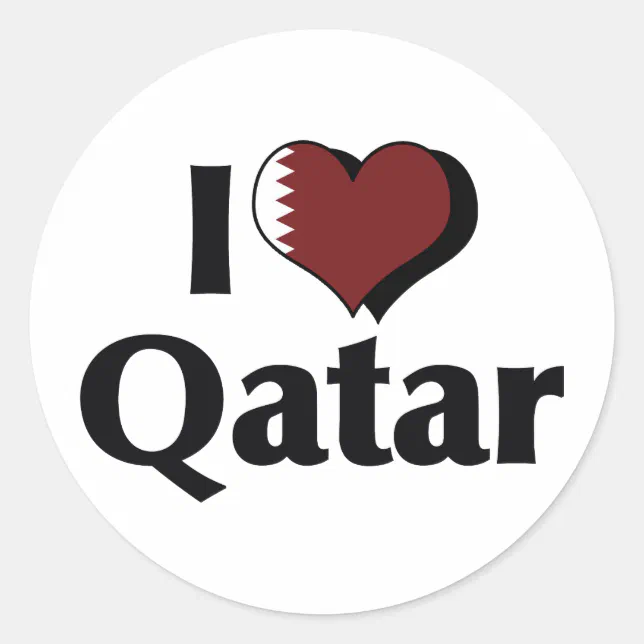 I Love Qatar Flag Classic Round Sticker | Zazzle