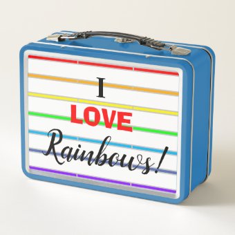 I Love Rainbows Stripes Metal Lunch Box | Zazzle