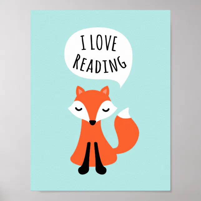 I love reading cute cartoon fox nursery wall art | Zazzle