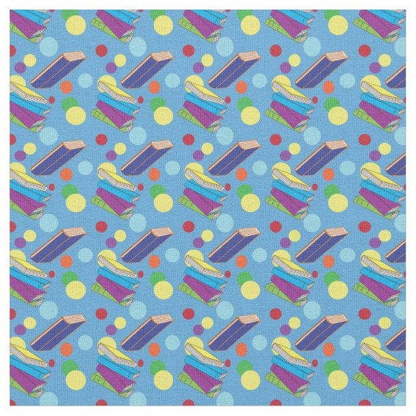 Stack of Library Books Reading Teacher Librarian Fabric | Zazzle