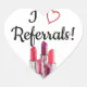 I Love Referrals Heart Shaped Sticker | Zazzle