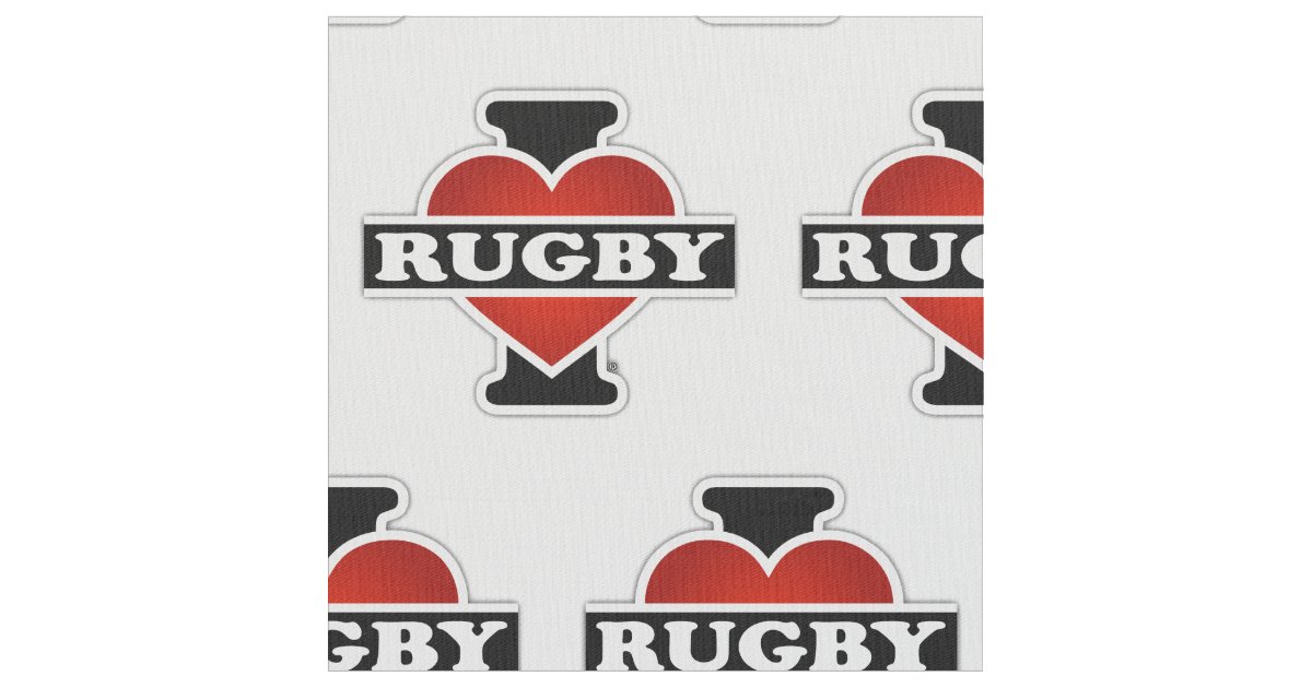 I Love Rugby Fabric | Zazzle