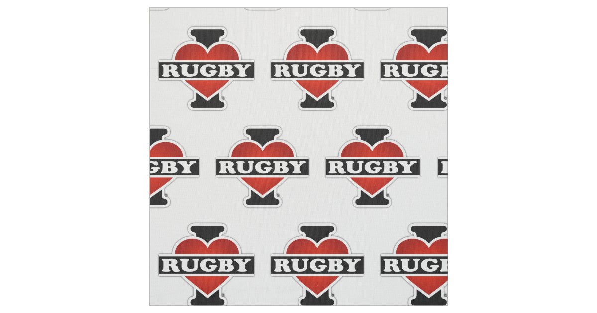I Love Rugby Fabric | Zazzle