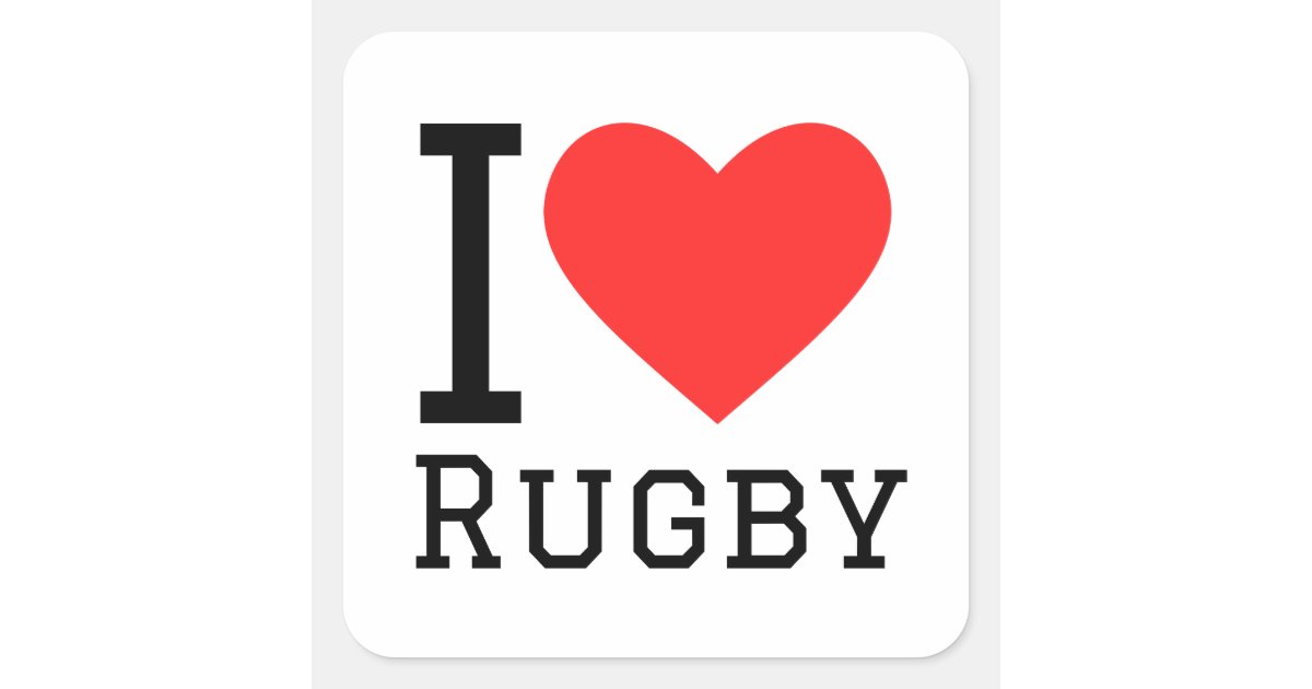 I love rugby square sticker | Zazzle