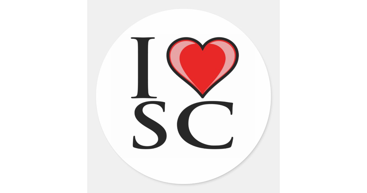 I Love SC - South Carolina Classic Round Sticker | Zazzle