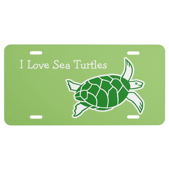 I Love Sea Turtles License Plates | Zazzle.com