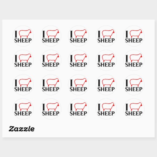 I Love Sheep Classic Round Sticker | Zazzle