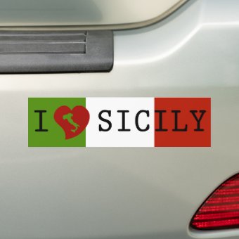 I Love Sicily Flag Bumper Sticker | Zazzle