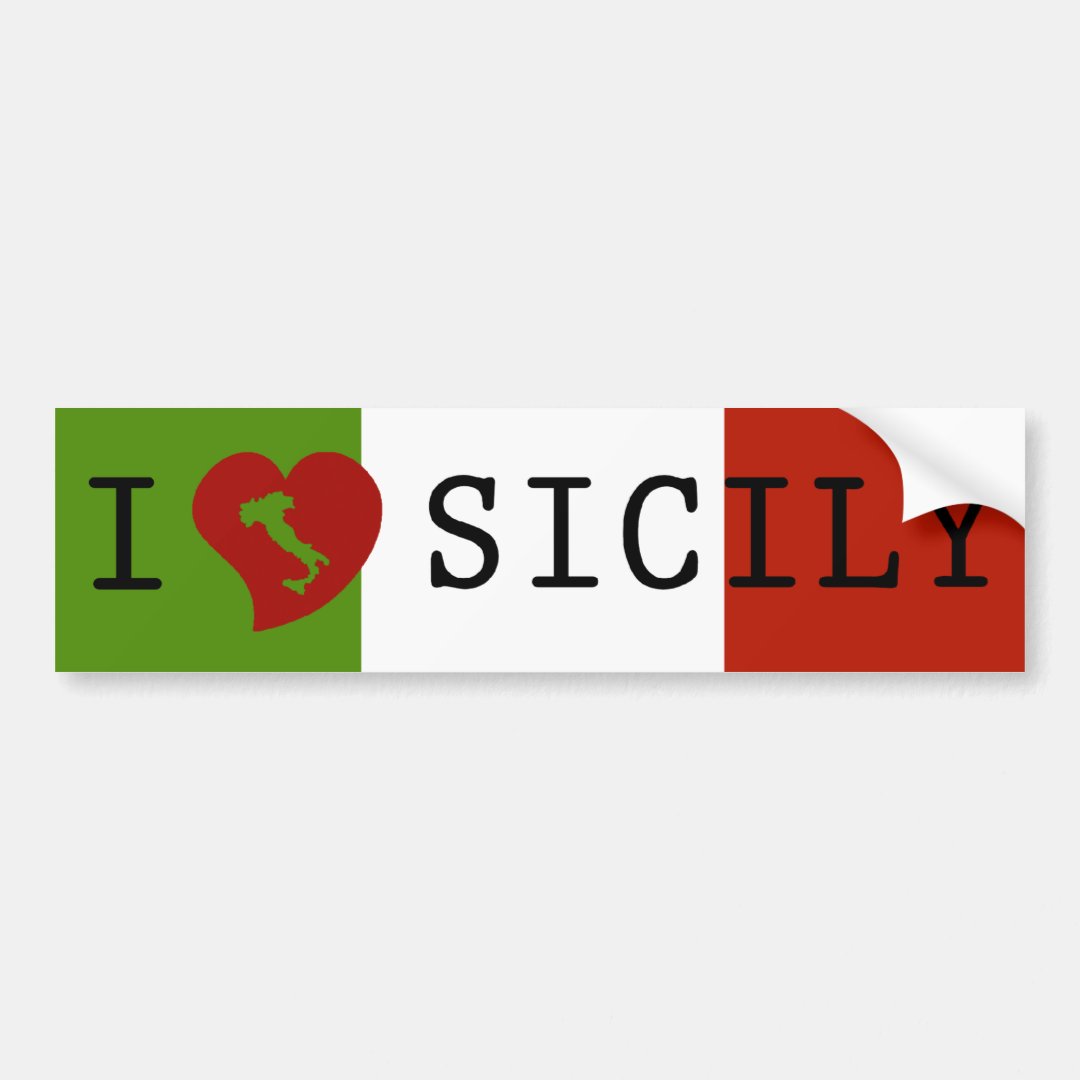 I Love Sicily Flag Bumper Sticker | Zazzle