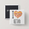 I Love Sitar Orange Mandala Heart Button | Zazzle