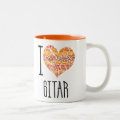 I Love Sitar Orange Mandala Heart Two-Tone Coffee Mug | Zazzle