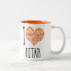 I Love Sitar Orange Mandala Heart Two-Tone Coffee Mug | Zazzle