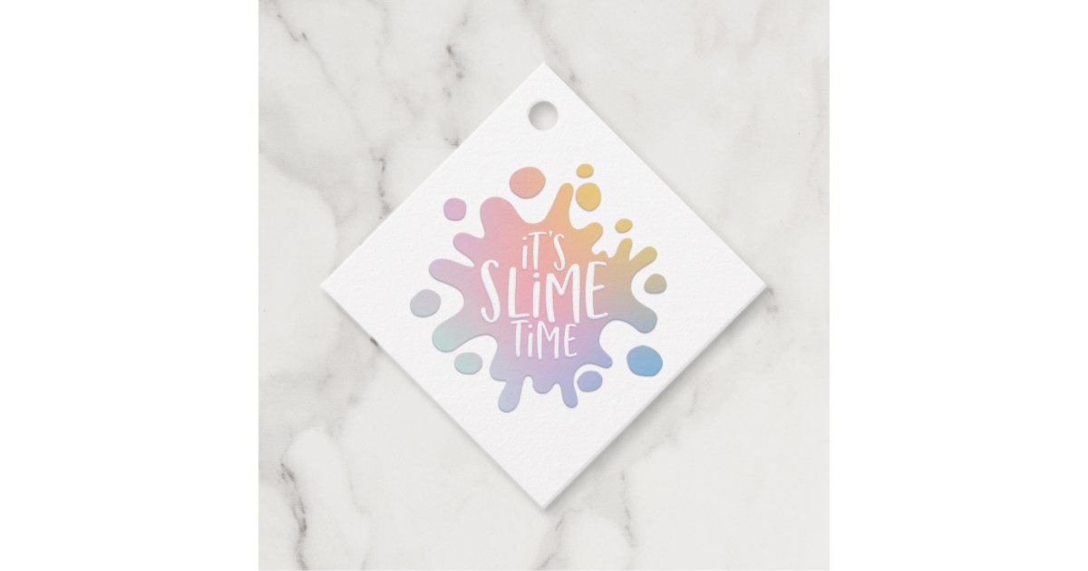 I love slime rainbow gooey slime blob favor tags | Zazzle