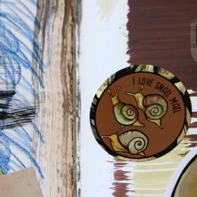 I Love Snail Mail Classic Round Sticker | Zazzle