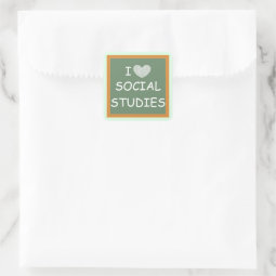 I Love Social Studies Square Sticker | Zazzle