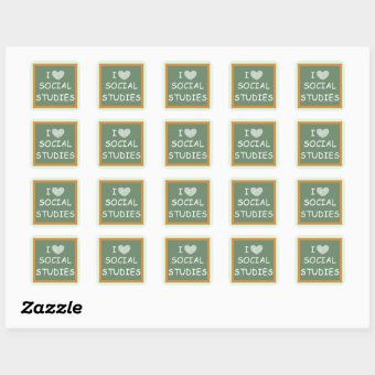 I Love Social Studies Square Sticker | Zazzle