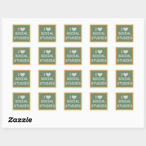 I Love Social Studies Square Sticker | Zazzle