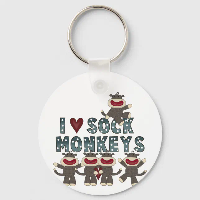 I Love Sock Monkeys Tshirts and Gifts Keychain | Zazzle