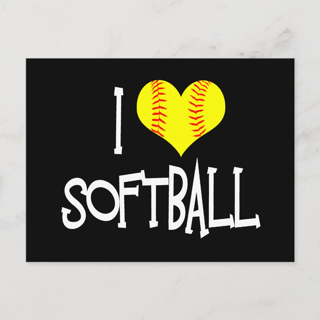 I love softball postcard | Zazzle
