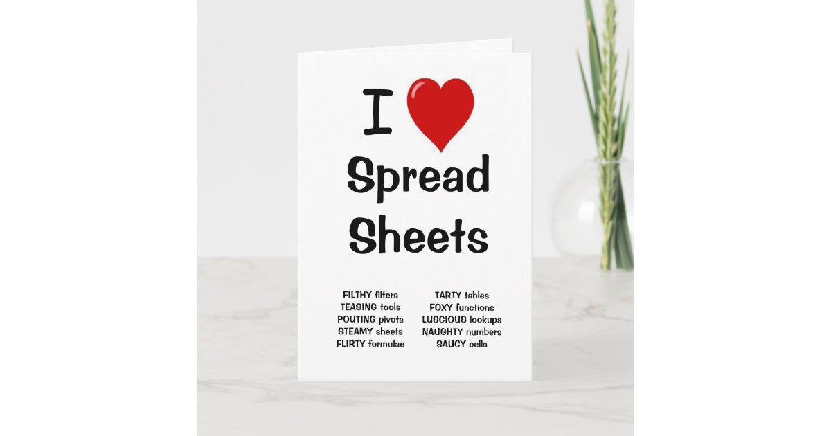 I Love Spreadsheets Greetings Card - Add a Caption | Zazzle.com