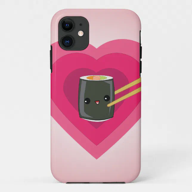 I Love Sushi Kawaii Sushi Roll iPhone Case | Zazzle