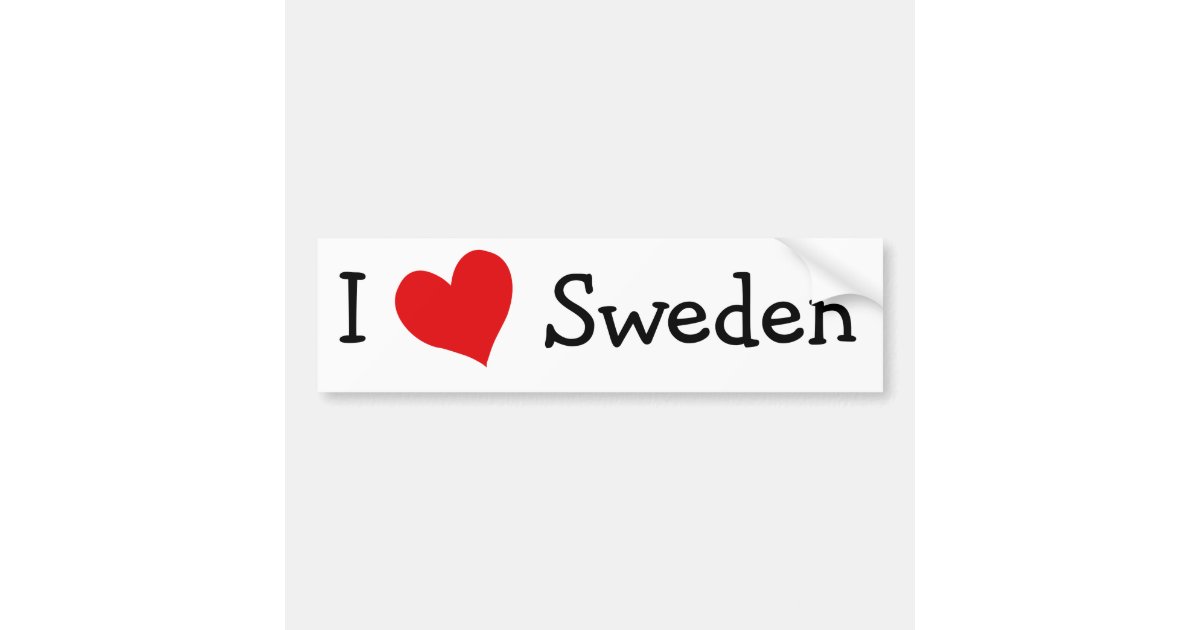 I Love Sweden Bumper Sticker | Zazzle