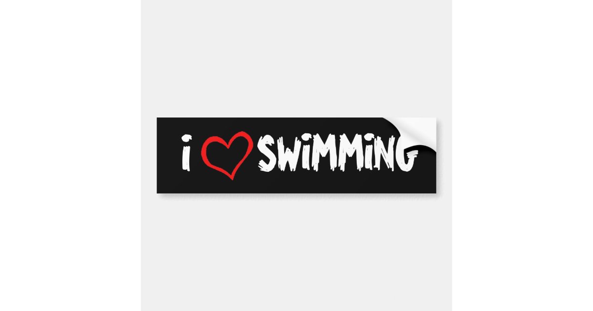I Love Swimming Bumper Sticker | Zazzle