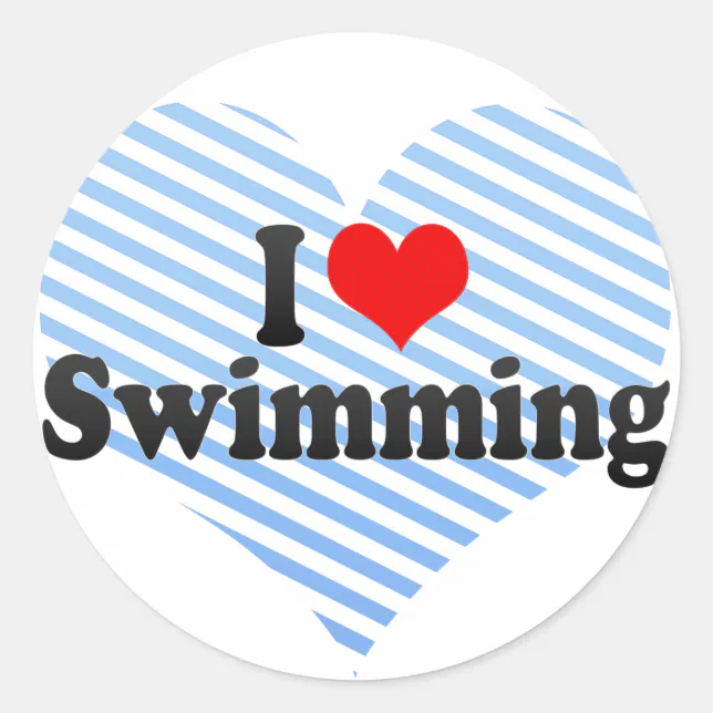 I Love Swimming Classic Round Sticker | Zazzle