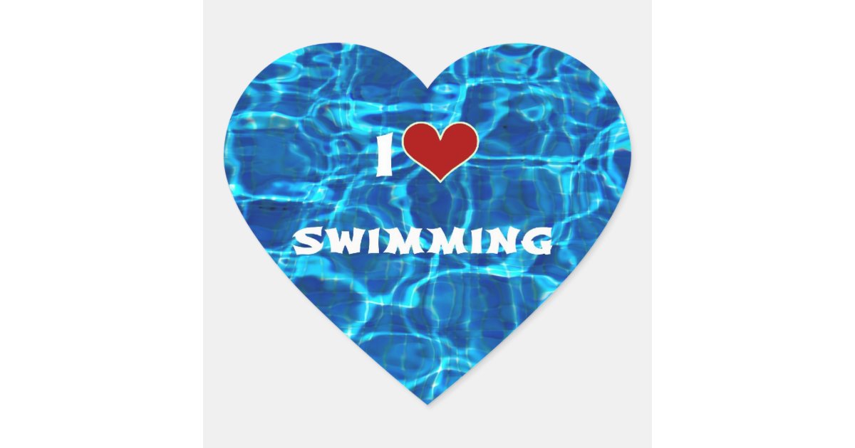 I Love Swimming Heart Sticker | Zazzle