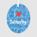 I Love Swimming Red Heart with Blue Pool Water Ornament | Zazzle